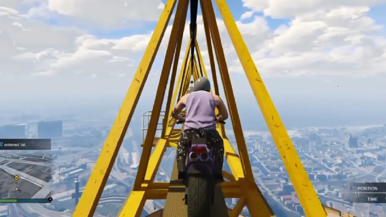 Biking Down The Construction Building[GTA 5 Online funny moment race ...