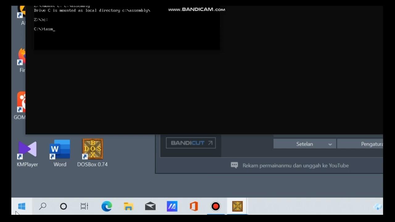 program dengan menggunakan bahasa Assembly di aplikasi Dosbox (Bahasa Rakitan) - YouTube