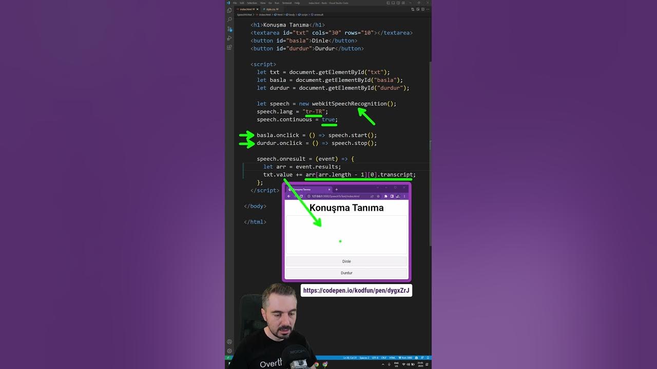 Javascriptte Konuşma Tanıma Speech Recognition Youtube