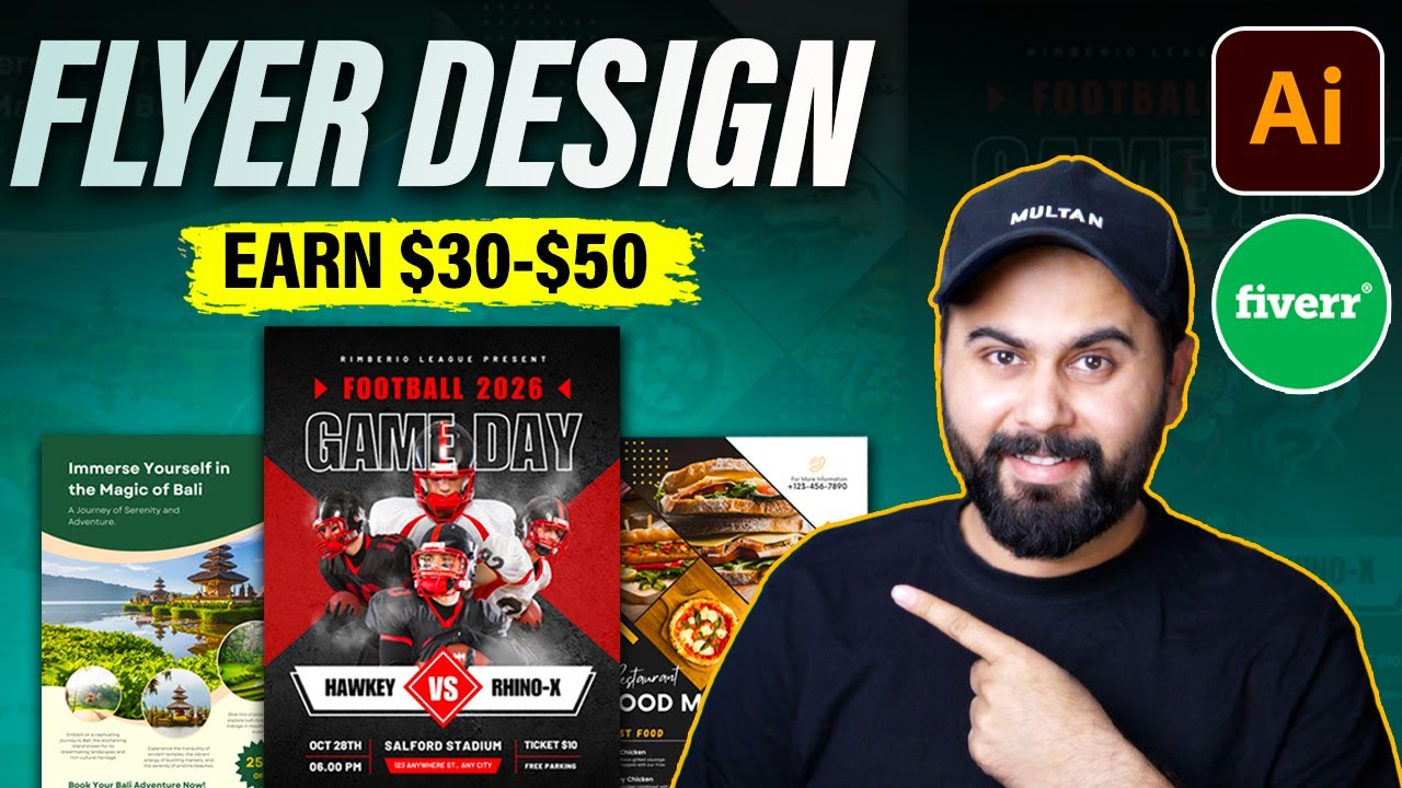 Flyer Design Full Tutorial | How to Create Flyer Design in Illustrator ...