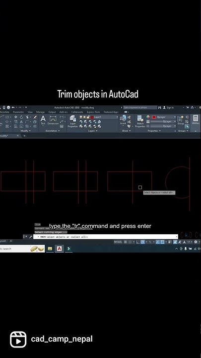 Trim objects in AutoCad - YouTube