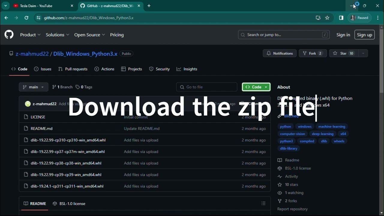 SOLVED! "pip install face_recognition" error in python 3.10 - YouTube