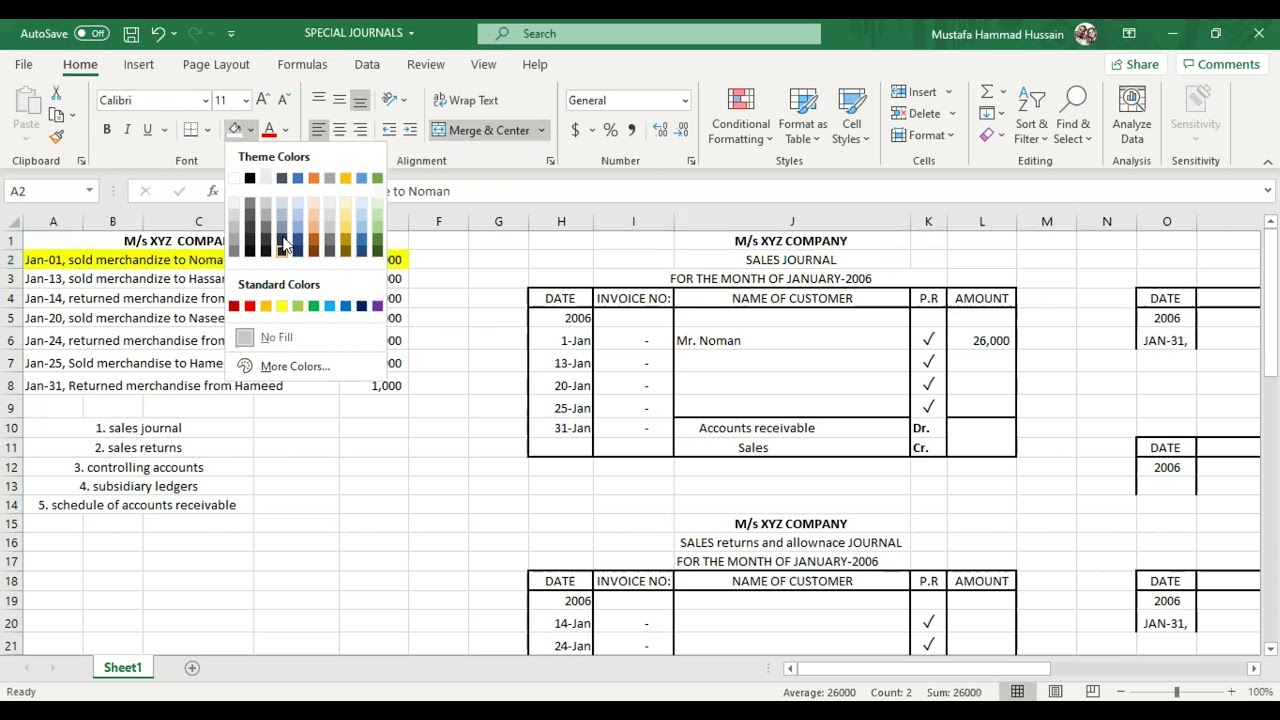 Controlling Accounts Subsidiary Ledger Solved MS Excel Special Controlling Accounts Subsidiary Ledger Solved MS Excel Special