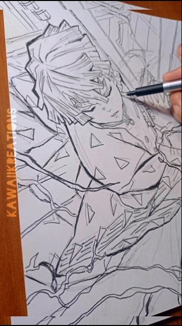 Drawing Zenitsu Agatsuma 🔥⚡ || Line art || #anime #animeart # ...