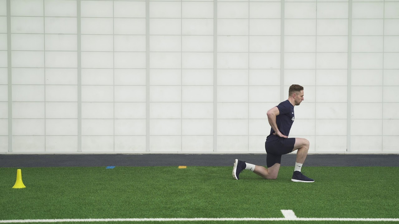 Walking Lunge Variations Knee Drive Hands on Hips - YouTube