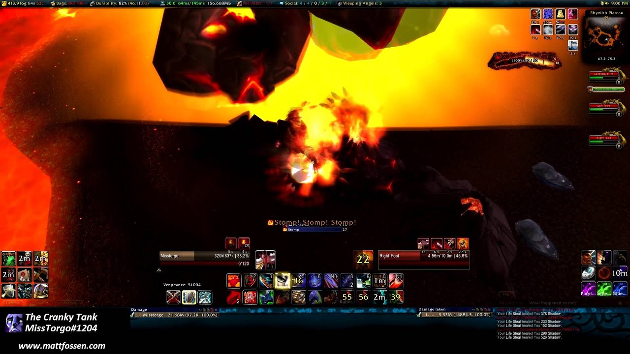 World of Warcraft, Level 90 Protection Warrior Solo: Lord Rhyolith 10 ...