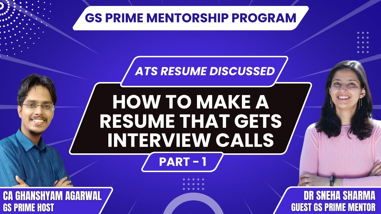 How To Prepare Resume for CA CMA MBAJobInterview |CA Articleship | CA ...