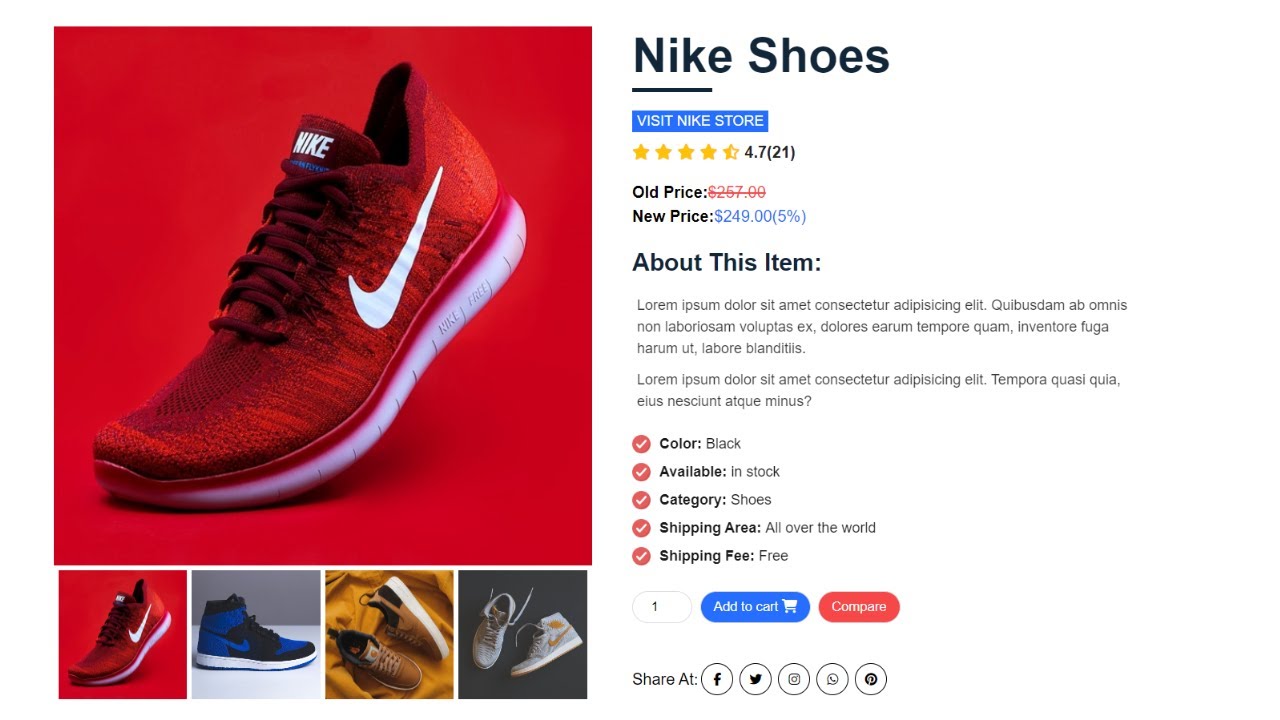 Product Page Design Using Html Css And Javascript Youtube