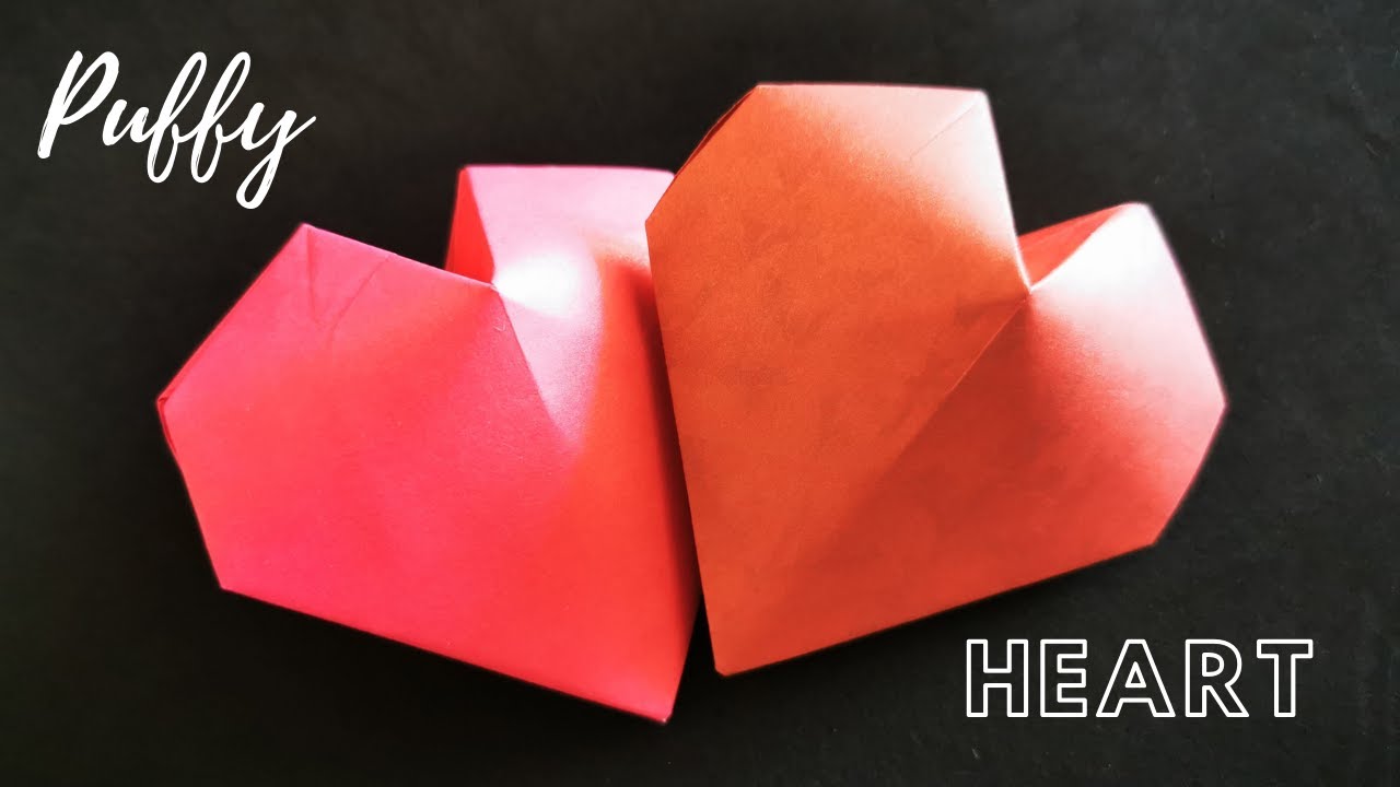 Making a 3D Paper Heart without glue ll Puffy paper heart ll Origami ...