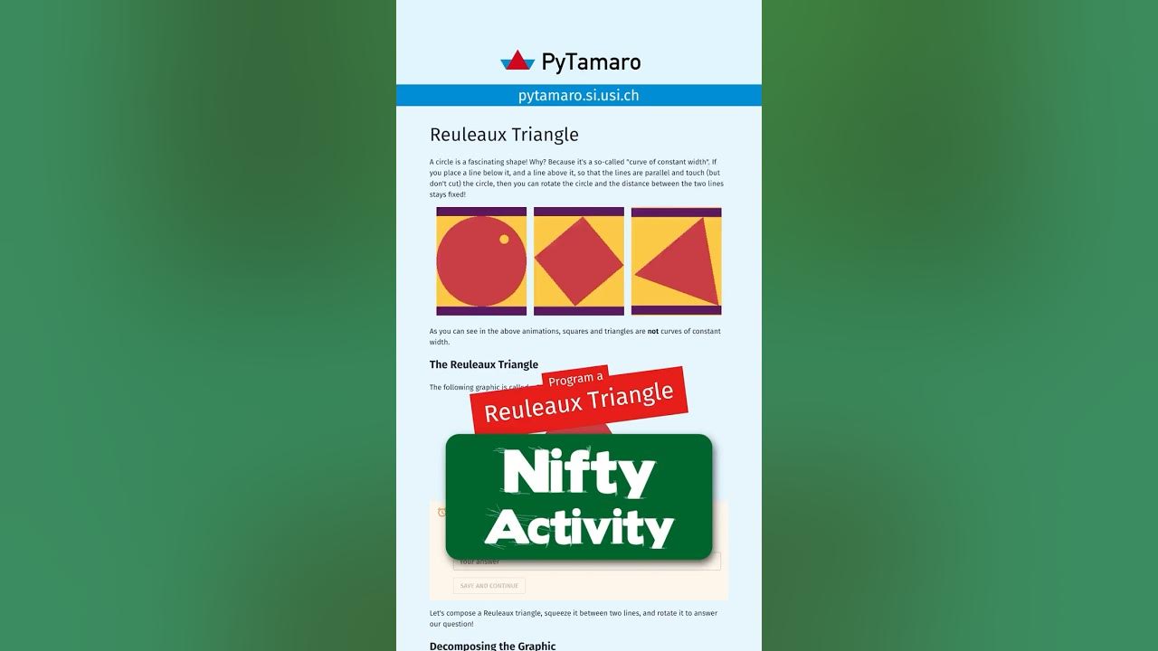 👩‍💻 Program a Reuleaux Triangle in #Python with #PyTamaro - YouTube