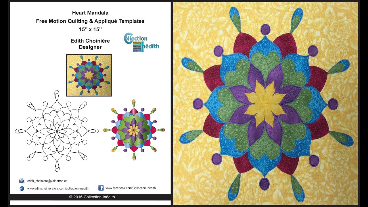 Free Quilt Block - Collection Inédith - Heart Mandala - FMQ and ...