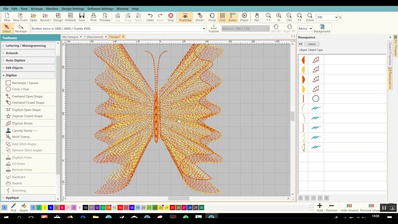 Hatch contour fill part 3 butterfly - YouTube
