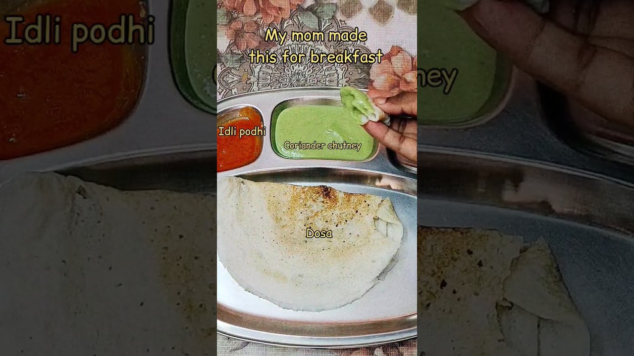 My mom made me eat dosa 🙂,coriander chutney 🙃 and idli podhi for ...
