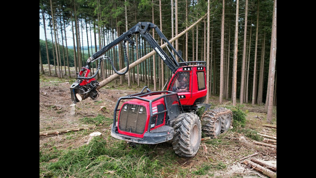 🌲4K| Komatsu 951 & C164 • Pure Harvesting • DroneView • HarvesterAction ...