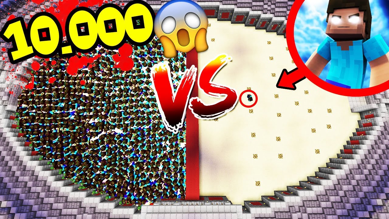 10 000 Noobs Vs Herobrine 😱 Minecraft Youtube