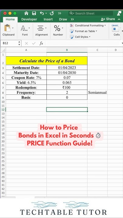 Quick Bond Pricing in Excel! ⏱️ | Excel PRICE Function Tutorial #excel #excelshorts # ...