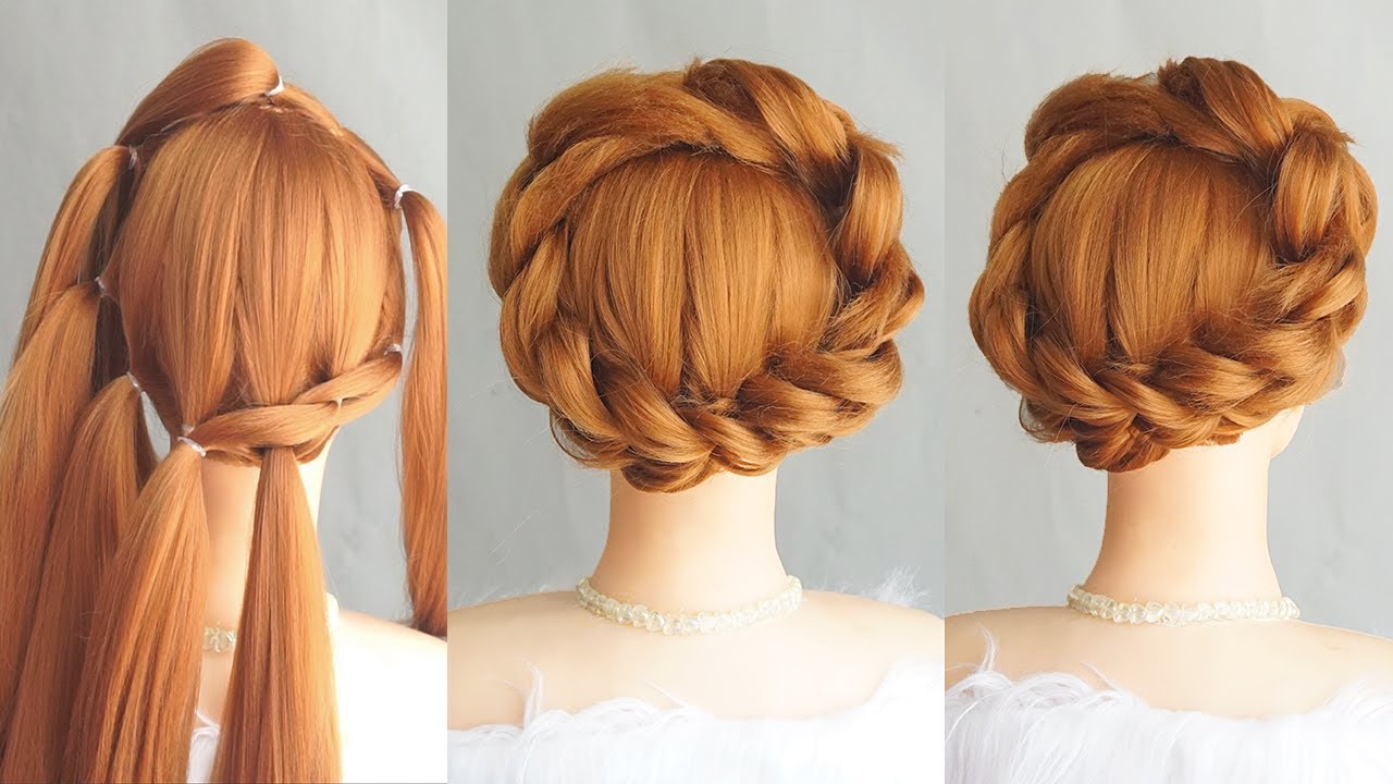 Simple Crown Braid Tutorial - Easy Updo Hairstyle For Wedding - YouTube