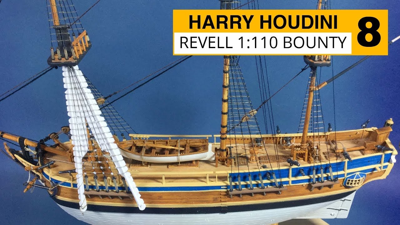 Revell 1:110 HMAV Bounty Part 8 Ratlines using my custom tool - YouTube