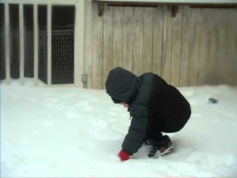 Carson throwing snow - YouTube