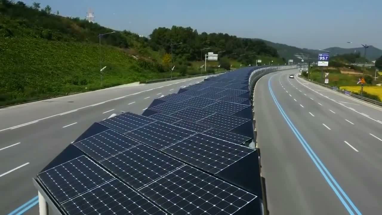 Bike Lane covered with solar panels in South Korea - YouTube