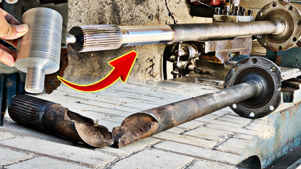 A Broken Axle Like A Pen was Repaired By A Mechanic And Made Fully ...