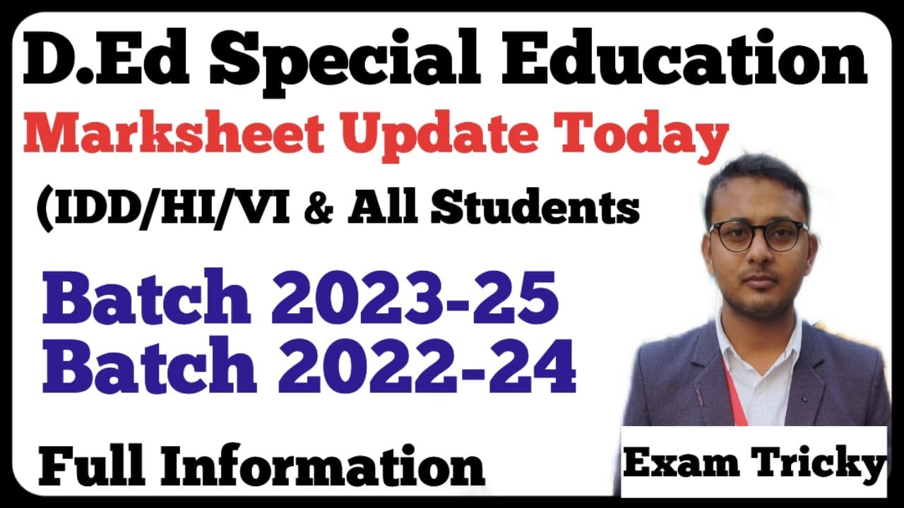 D.Ed Special Education | Marksheet Update Today | Batch 2023-25 | 2022 ...