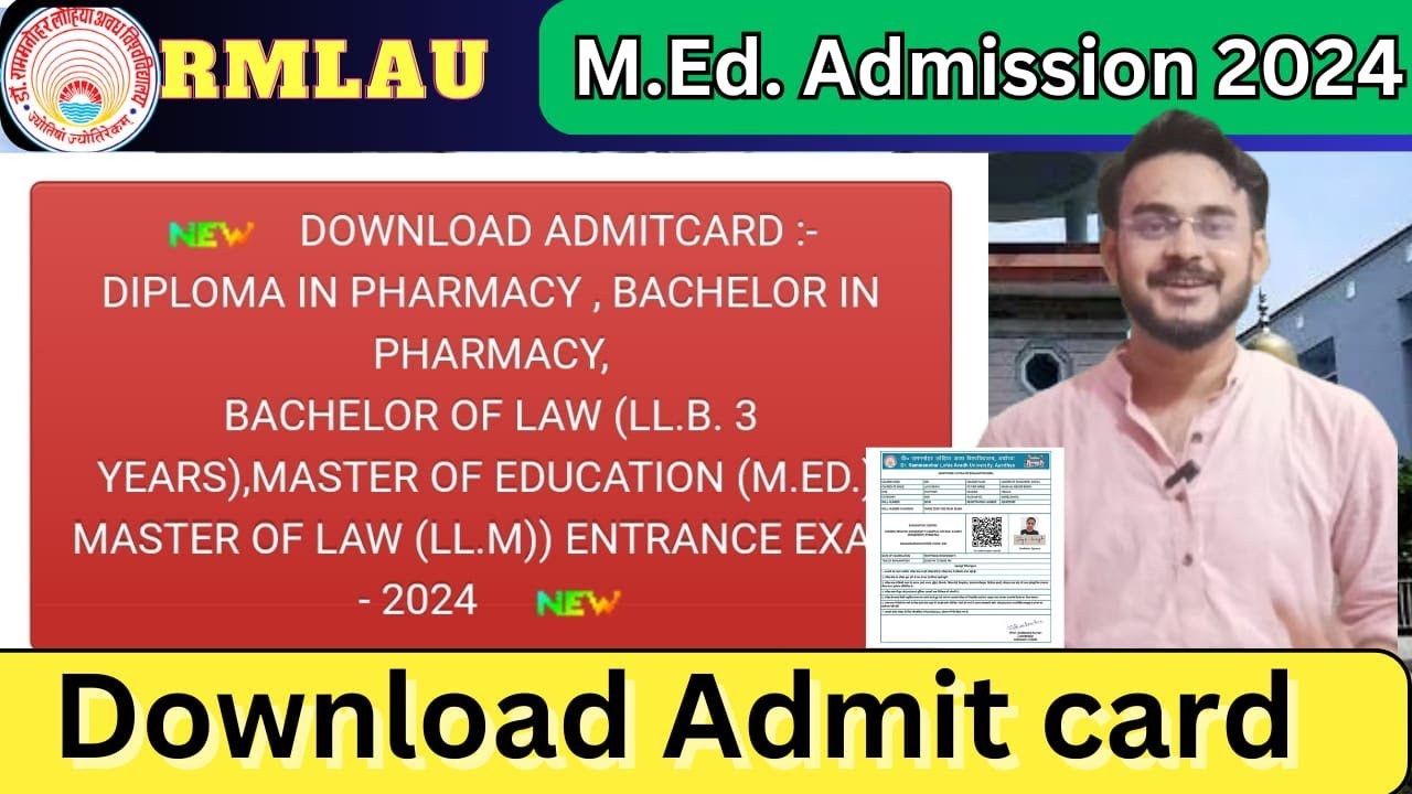 RMLAU ADMISSION 2024 // Admit card released // Rmlau LLB MEd MSc BSc ...