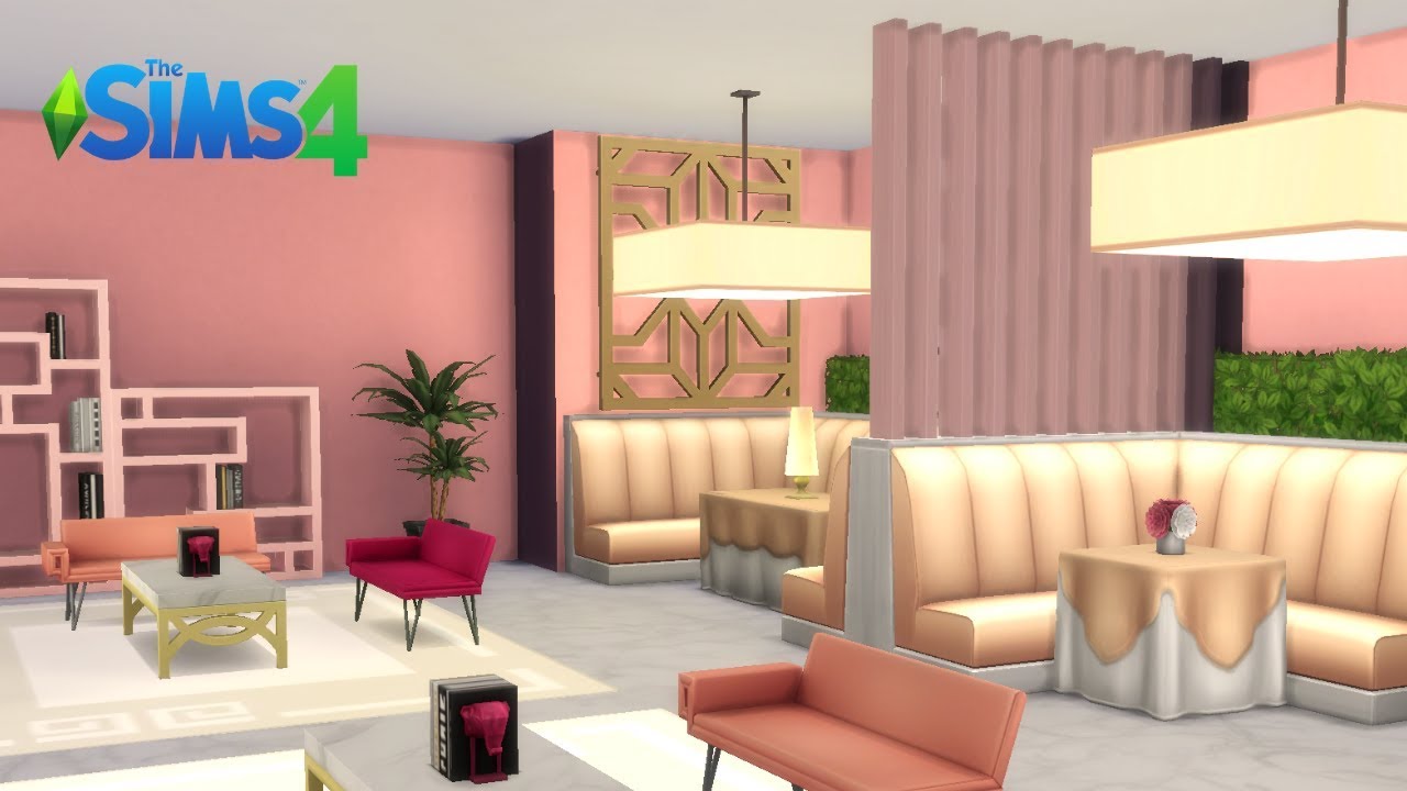 PINK CAFE/RESTAURANT (NO CC) - The Sims 4 Speed Build - YouTube