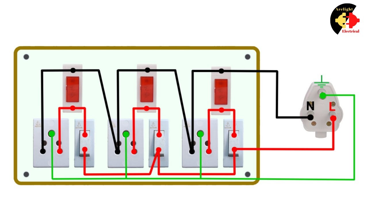 How to Make a 3 Switch 3 Socket 3 Indicator Connection - Extension Box ...