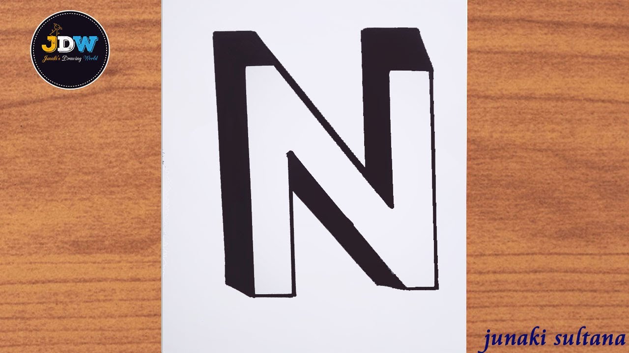 3D Letter Drawing N // 3d drawing - easy drawing - YouTube