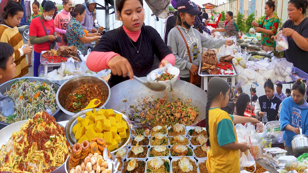 Cambodian Street Food In Front Of Garment Factory - Breakfast, Snacks ...