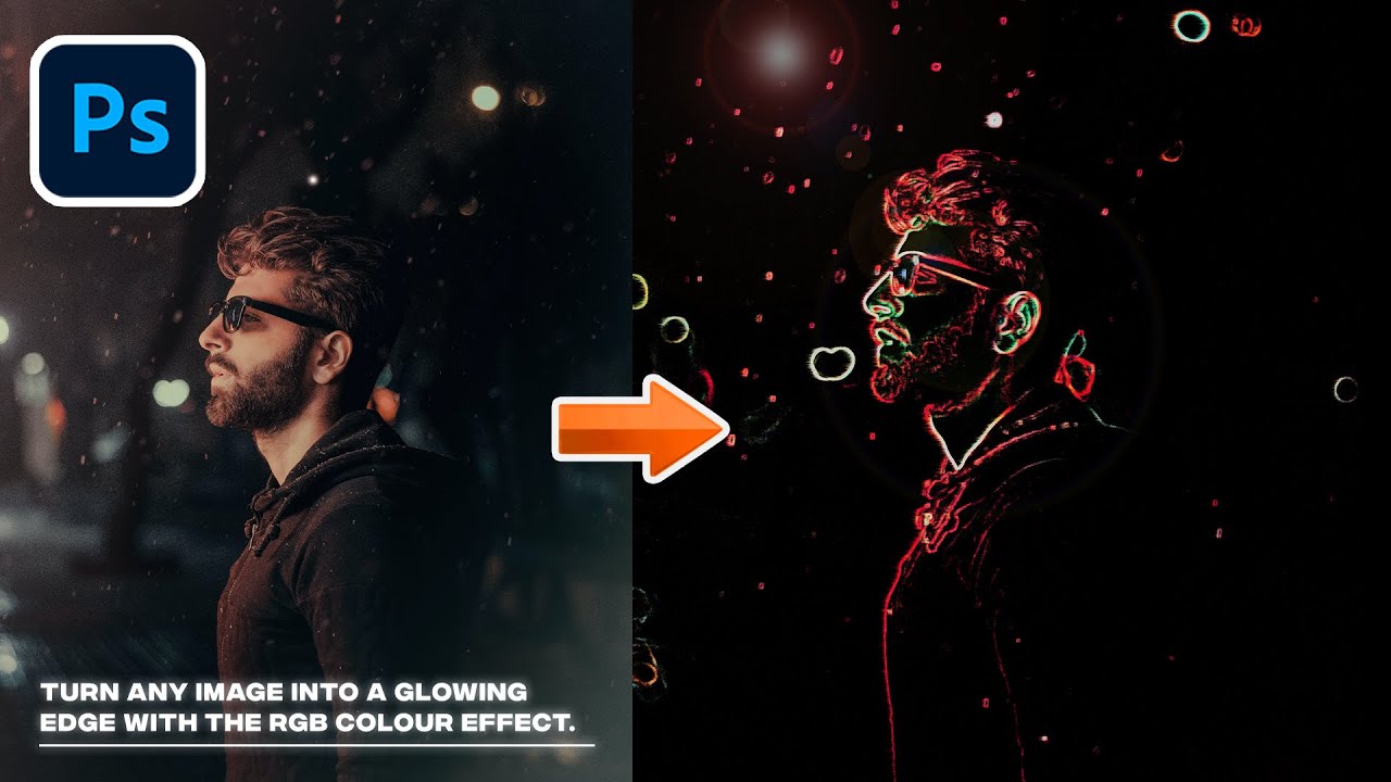 Turn Any Image Into RGB Glowing Edges In Adobe Photoshop. | RGB Glowing ...