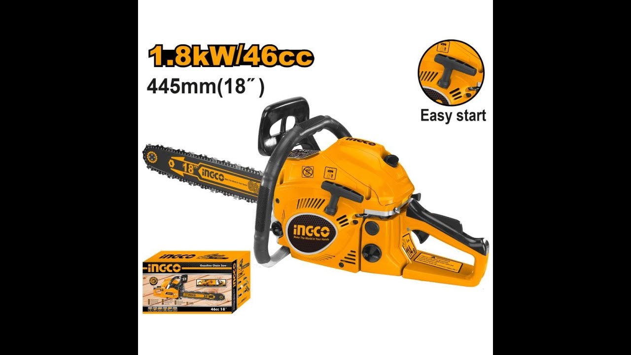 Ingco Gasolene Chainsaw 18" / 46cc, GCS5451811 #ingcopowertools # ...