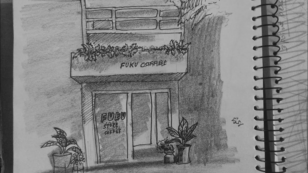 How to draw Coffee Shop Day-11 - YouTube