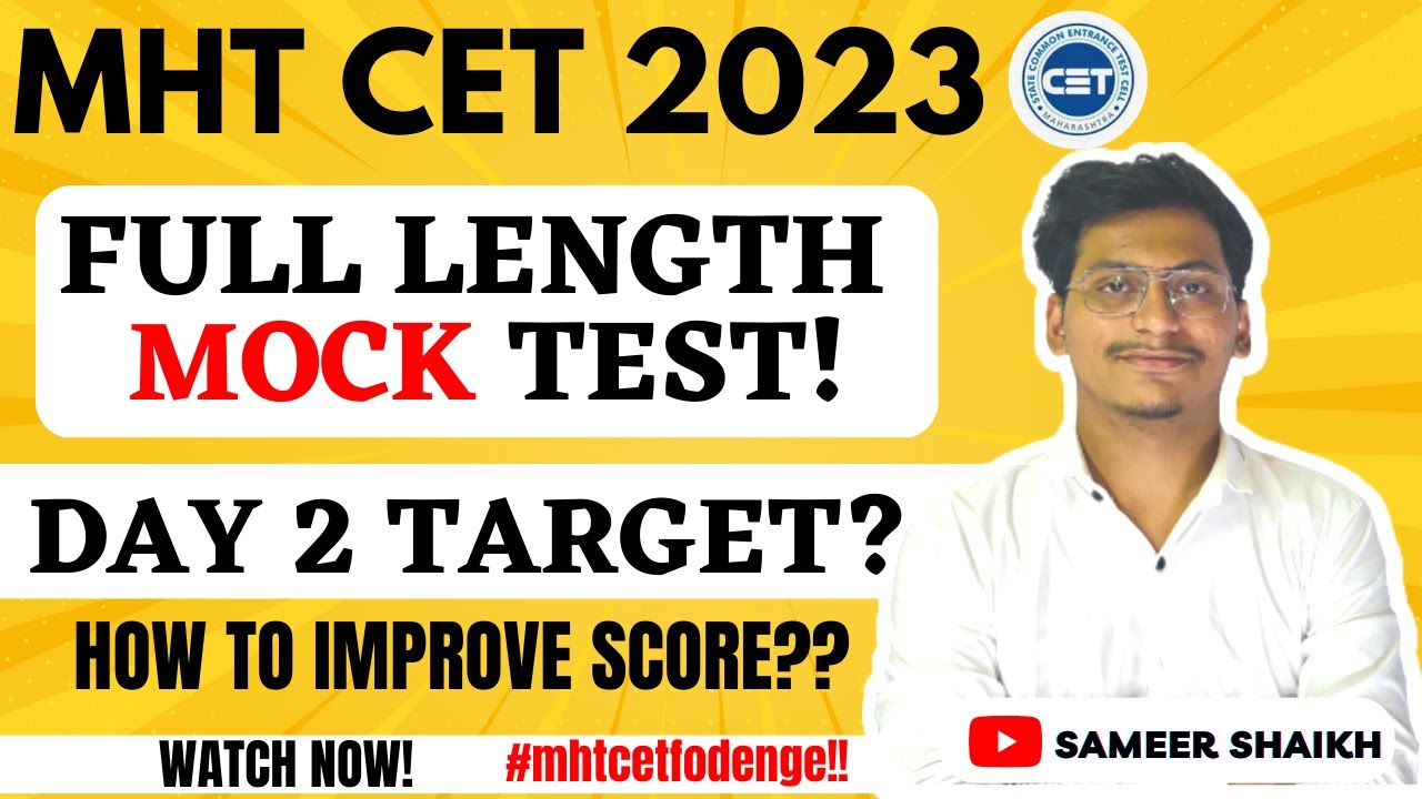 MHT CET Day 2 Target 🎯|How to improve Mock Test Score|How to do ...
