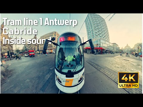 Cab Ride Tram line 1 Antwerpen POV I Sound Of CAF Tram Inside 4K
