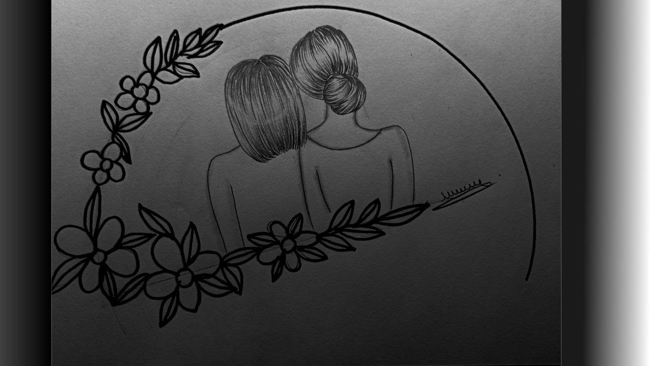 How To Draw Beautiful Mother And Daughter Step By Step For Beginners ...