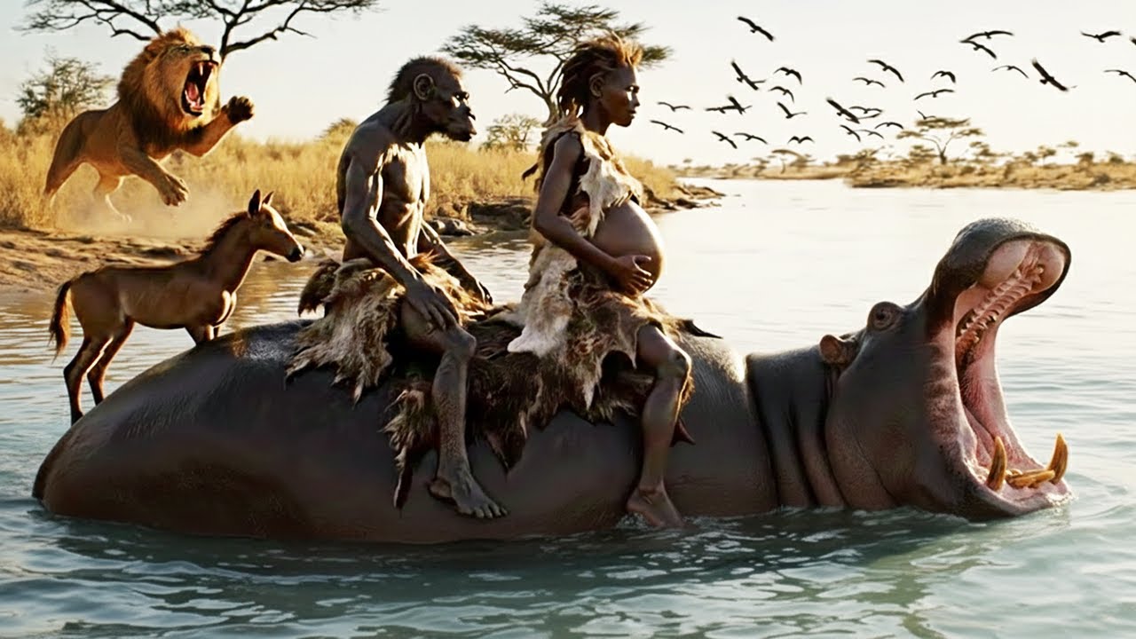 DEADLY CONFLICT | Ancient lion VS Ancient horse VS Early humans | Stone ...