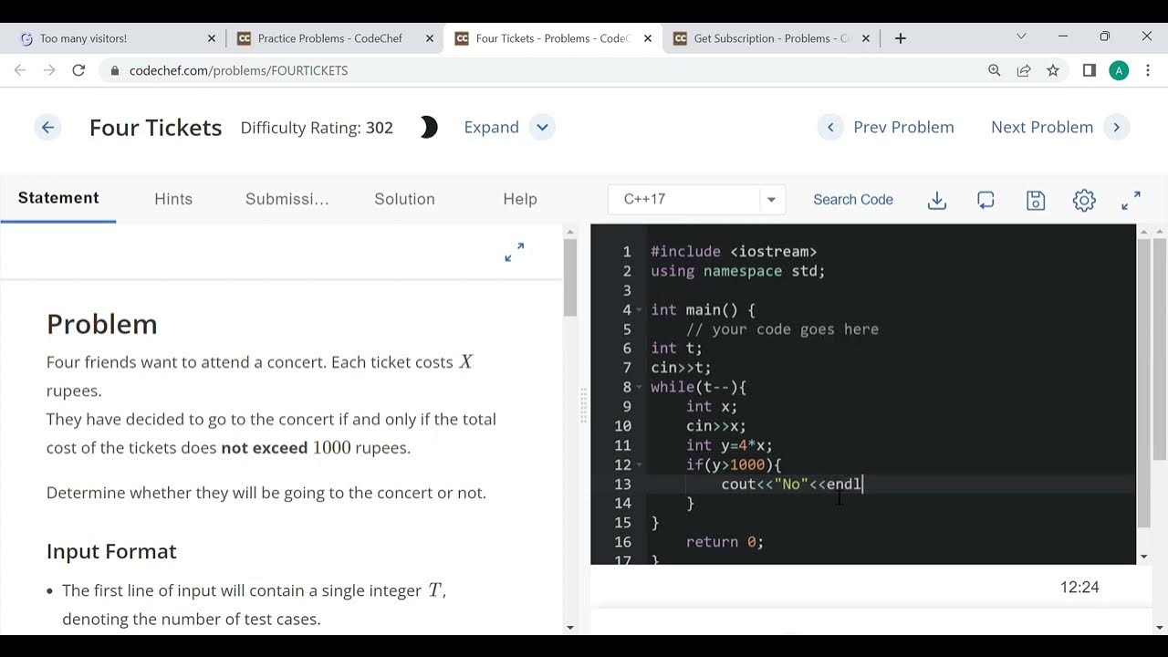 Four Tickets Problems Solution form CodeChef - YouTube