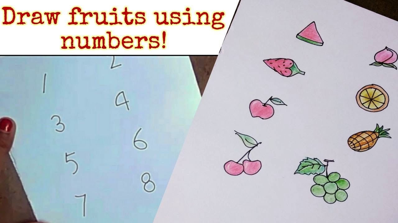 How to draw fruits using numbers from 1 to 8 || 1 से 8 तक की संख्या का ...