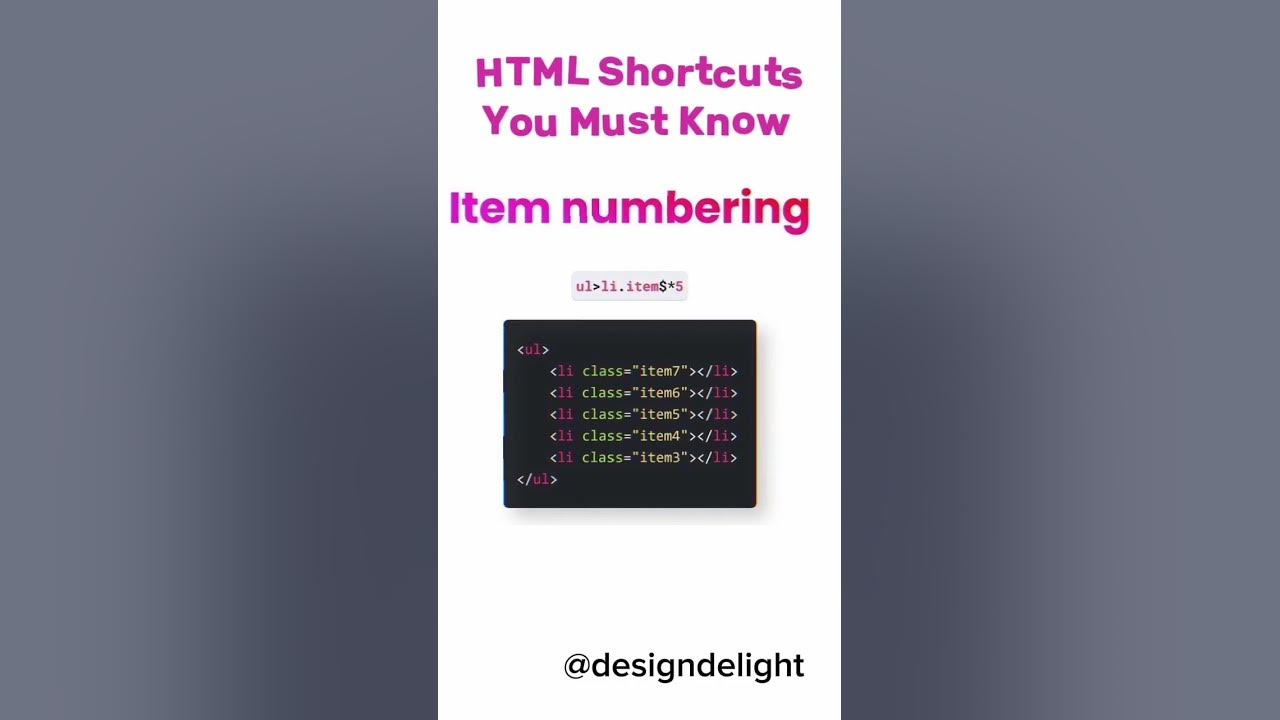 Html Shortcuts You Must Know Part 4 Item Numbering Coding Webdesign Codinglife