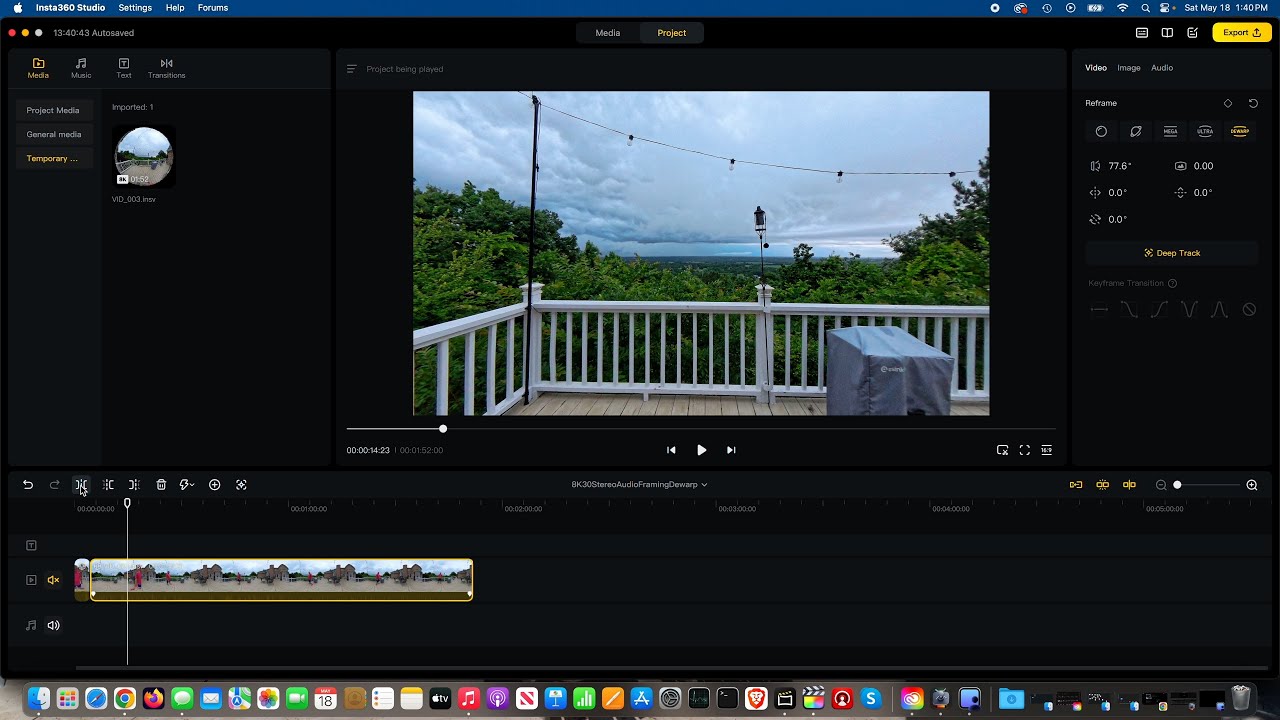 Framing Insta360 X4 Video within Insta360 Studio Demonstration - YouTube