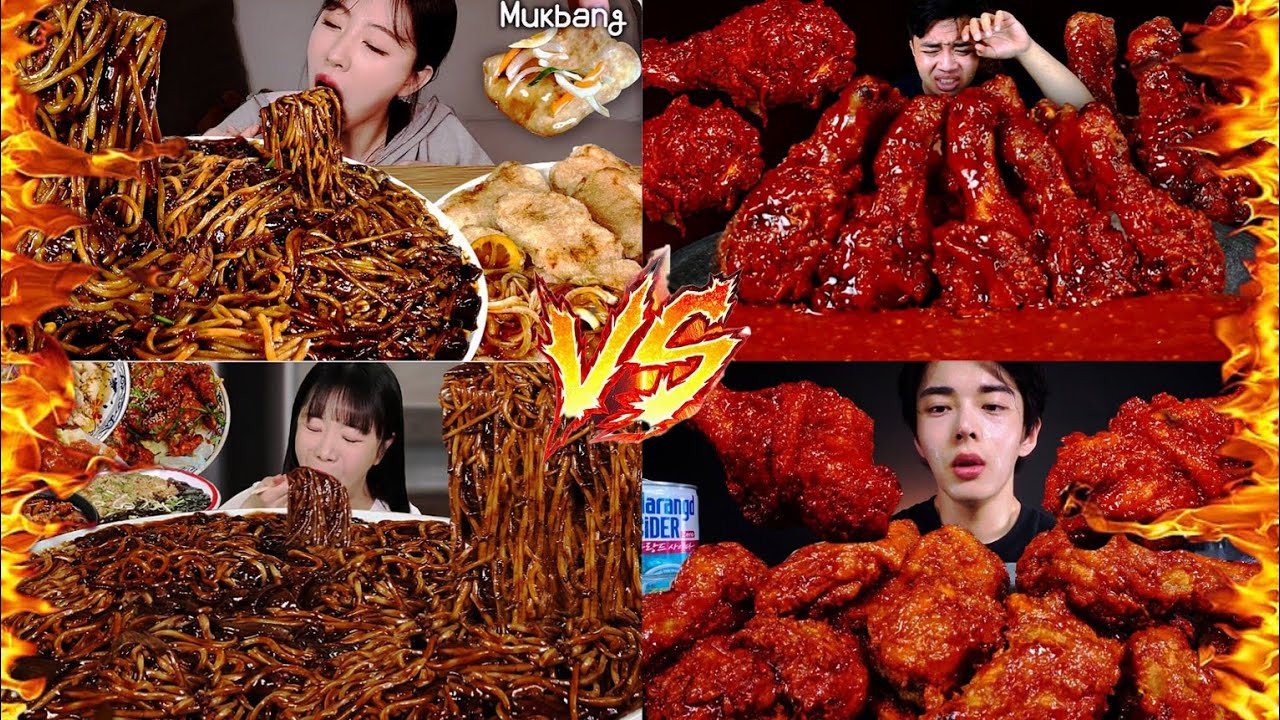 Black Bean Noodles🍜 VS Nuclear Chicken🍗 Mukbang Compilation || ASMR ...