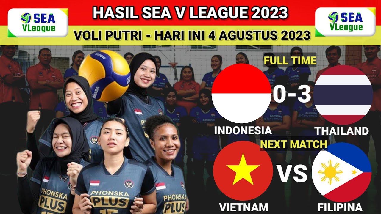 Hasil Sea V League 2023 Putri Hari Ini Indonesia Vs Thailand