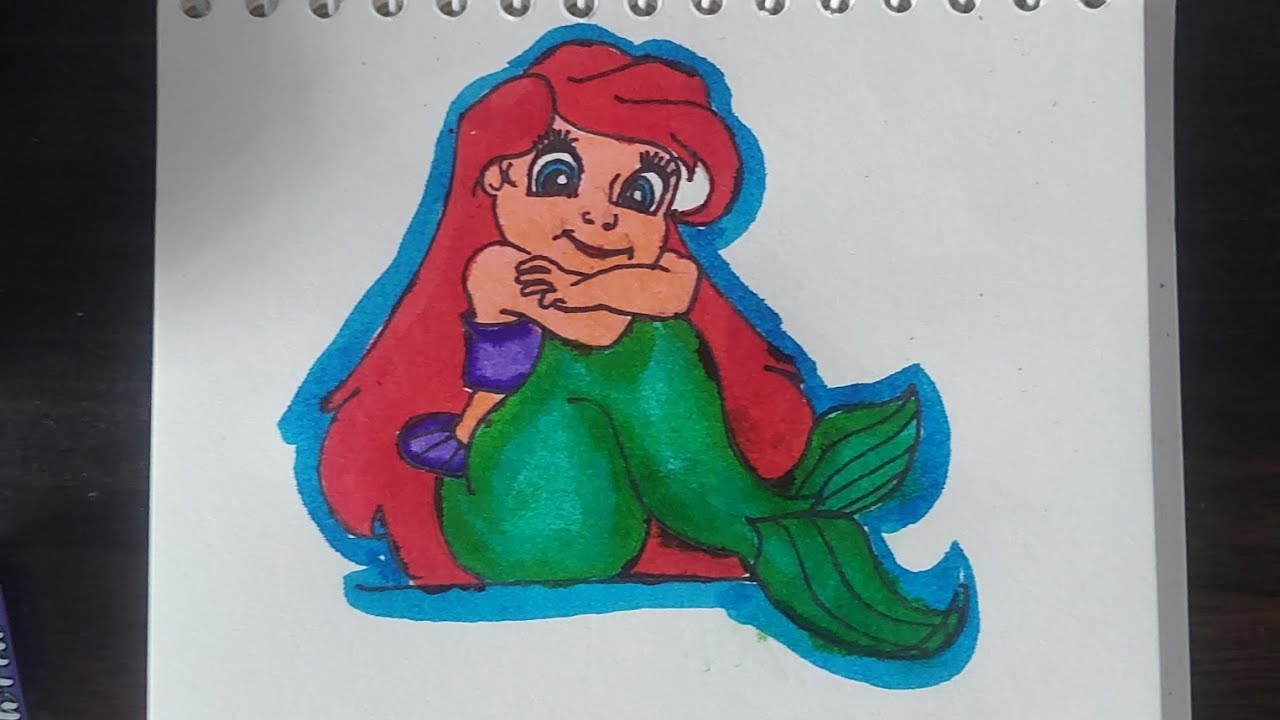 Cute little mermaid drawing || baby Arial drawing ||how to draw mermaid ...
