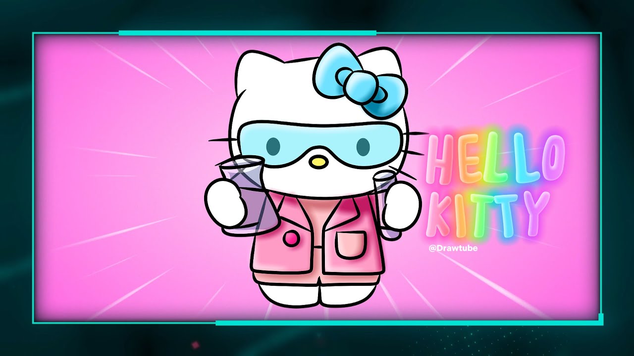 How to Draw Hello Kitty Scientist Neon Light drawing and coloring video ...