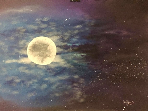 #63. how to paint a moon sky - YouTube
