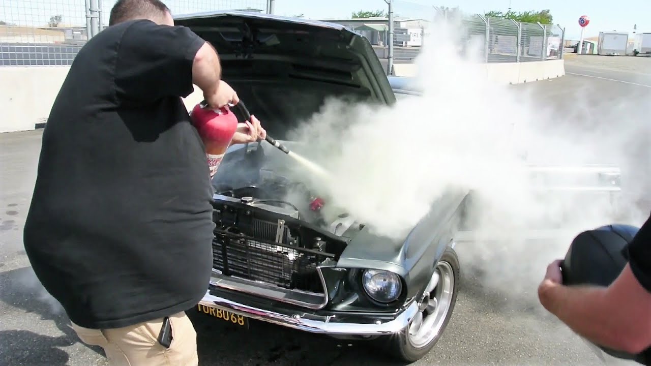68 TURBO Mustang catches on Fire (Burnouts and Donuts) - YouTube
