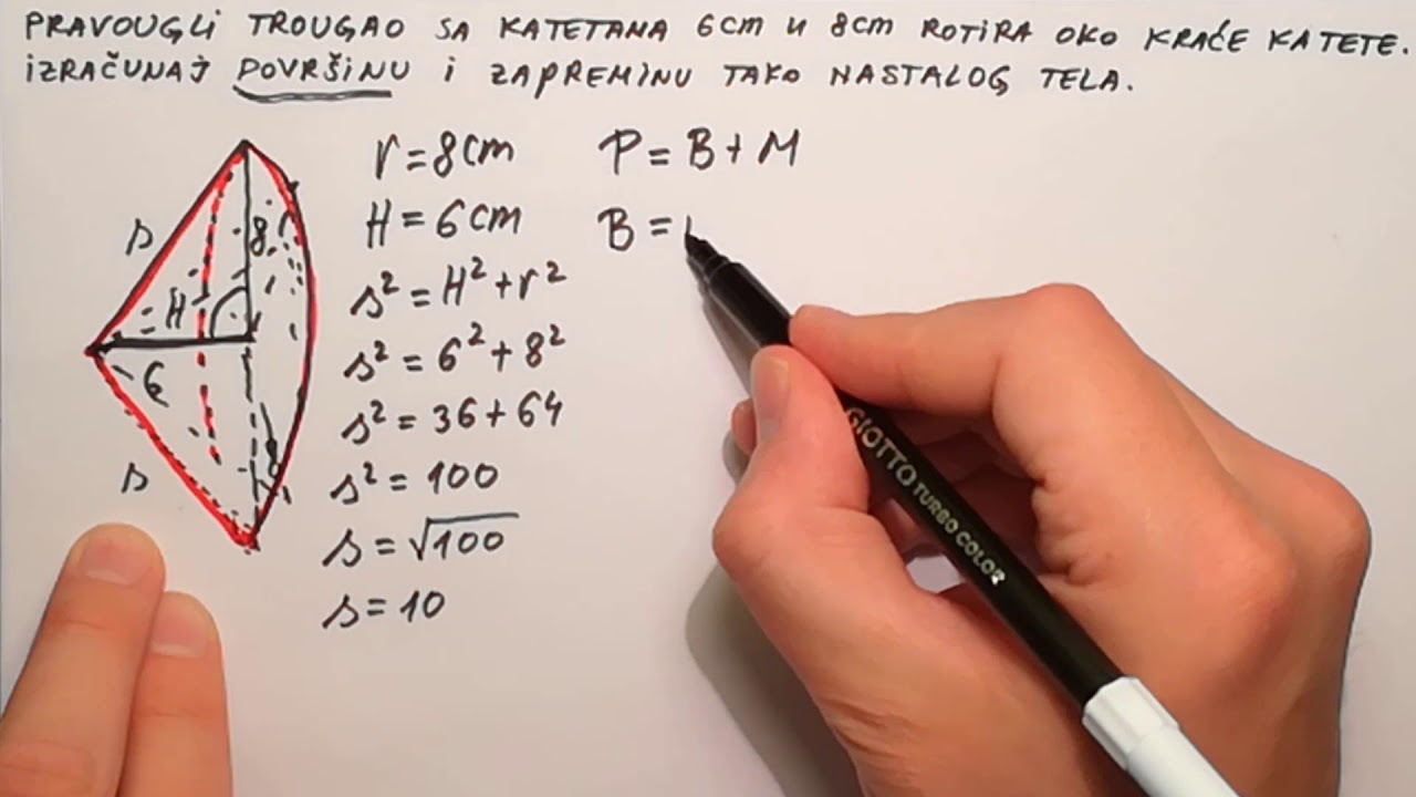 Kupa Povrsina I Zapremina Kupe Rotacija Pravouglog Trougla Oko Krace Katete Youtube