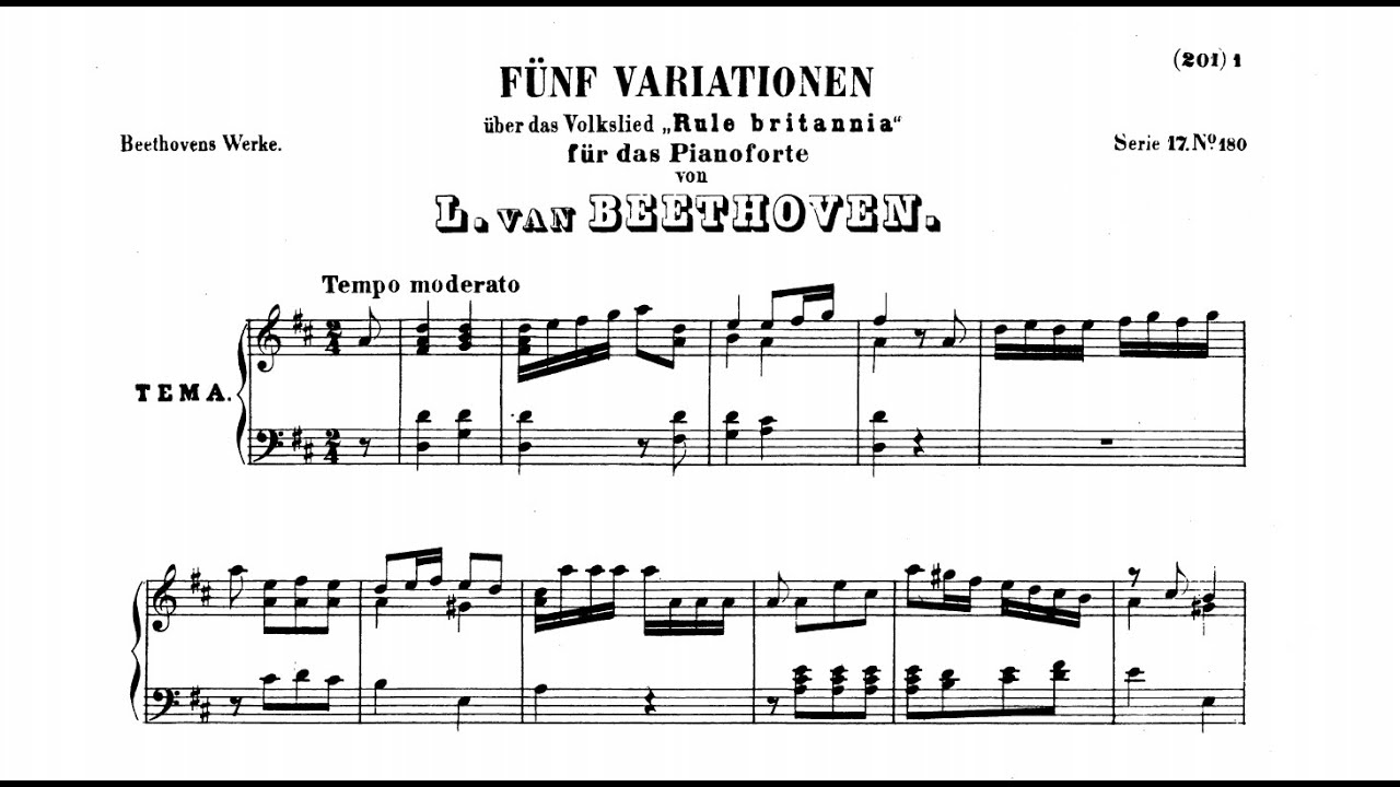 Ludwig van Beethoven - 5 Variations on 'Rule Britannia', WoO 79 - YouTube